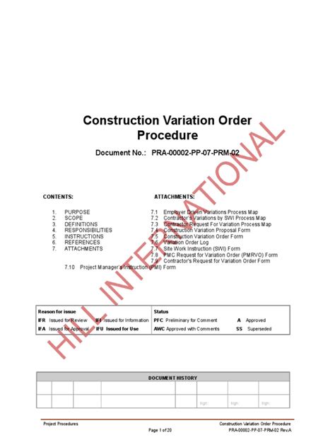 Variation Order Procedure Pdf Construction Management Employment