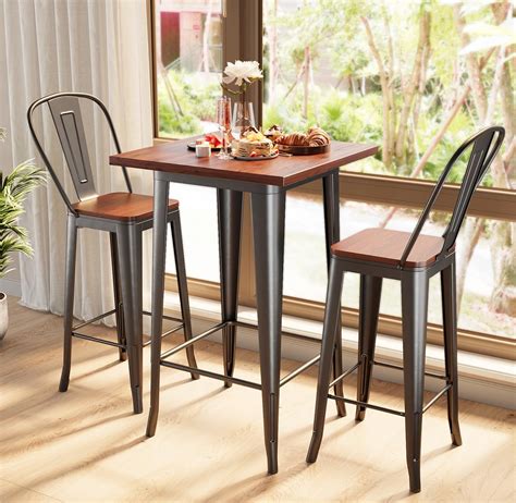 Midodo Bistro Table And Chairs Set Of 2 Bar Table And Chairswith Solid