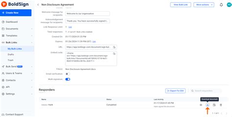 how to download the signed bulk link document