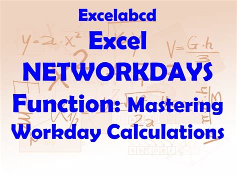 Excel NETWORKDAYS Function Mastering Workday Calculations