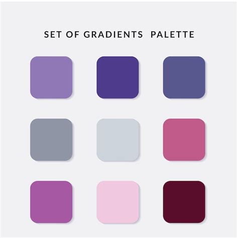 Rgb Hex의 그라디언트 컬러 팔레트 카탈로그 플 세트 프리미엄 벡터