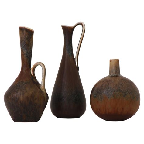 Set Of 3 Vases Gunnar Nylund Rörstrand Scandinavian Midcentury