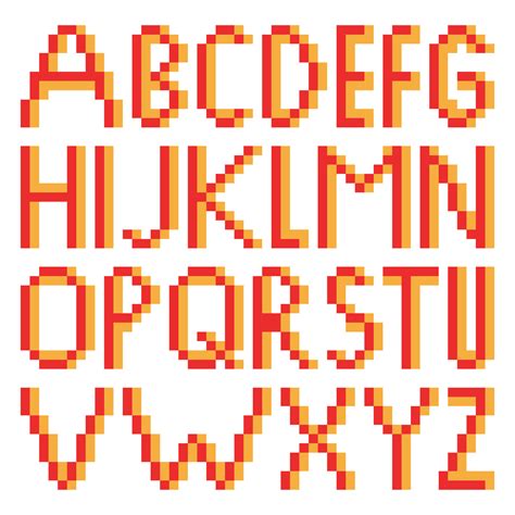 Alphabet With Pixel Art On White Background Vector Illustration