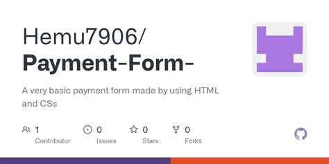 github hemu7906 payment form a very basic payment form made by using html and css