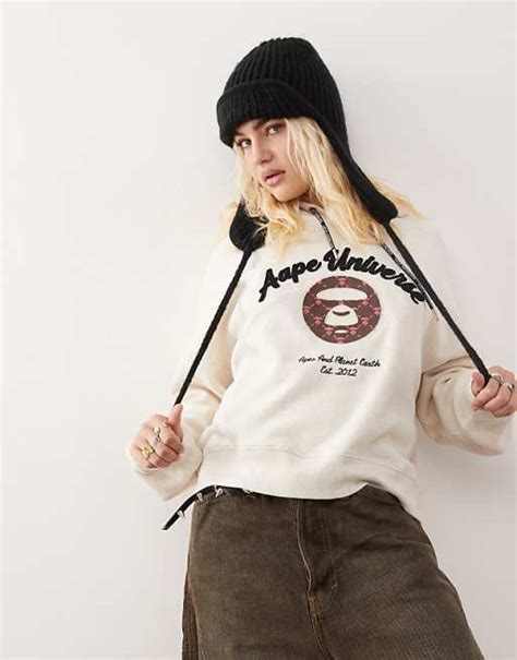 Aape By A Bathing Ape Logo Hoodie In Ivory Asos