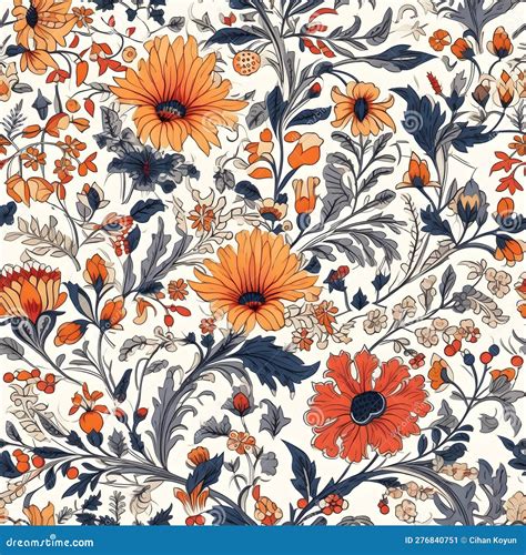 Flower Background Wallpaper Aesthetic Vintage Floral Seamless Pattern Hand Drawn Vector