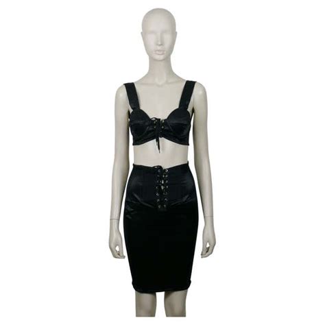 Jean Paul Gaultier 1990s Vintage Cone Bra Corset Bondage Black Evening