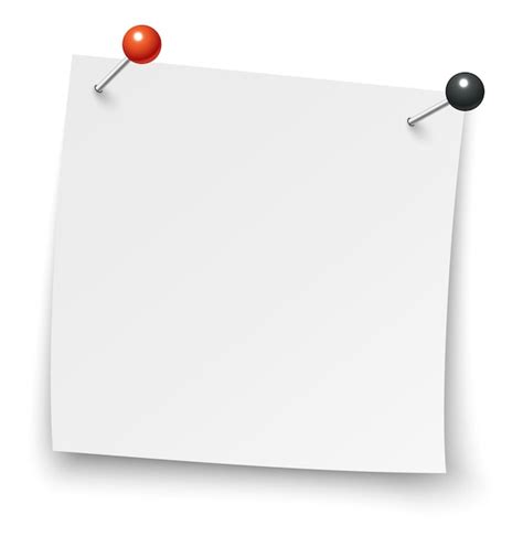 Premium Vector Paper Square Pinned With Ball Pin Empty Note
