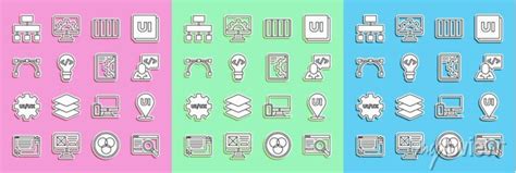 Set Line Ui Or Ux Design Front End Development Color Palette Pinturas