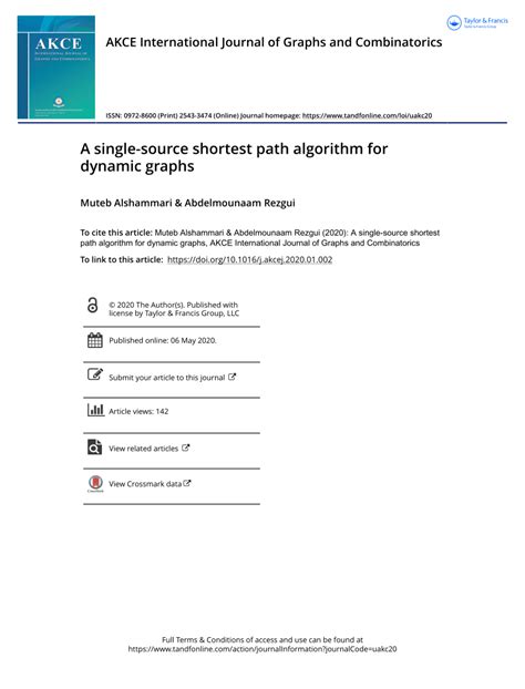 Pdf A Single Source Shortest Path Algorithm For Dynamic Graphs