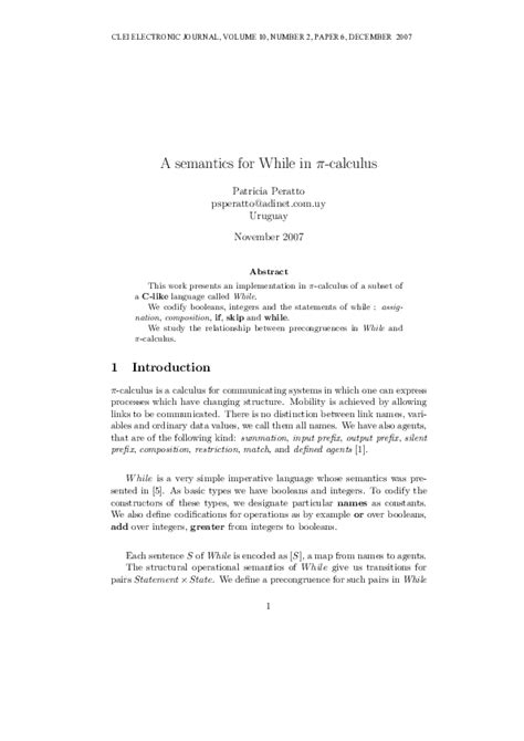 Pdf Semantics For While In π Calculus