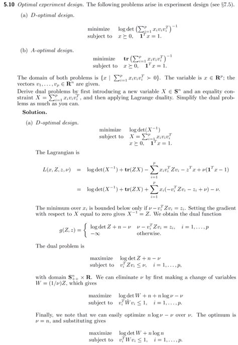 510 Optimal Experiment Design The Following