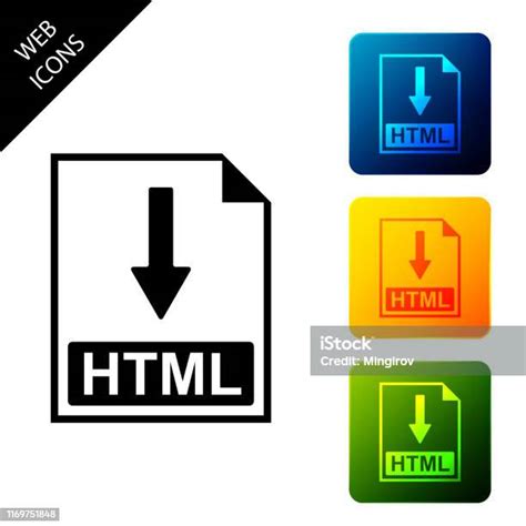 Html檔文檔圖示下載已隔離的 Html 按鈕圖示設置圖示彩色方形按鈕向量插圖向量圖形及更多下載圖片 下載 互聯網 剪裁圖 Istock