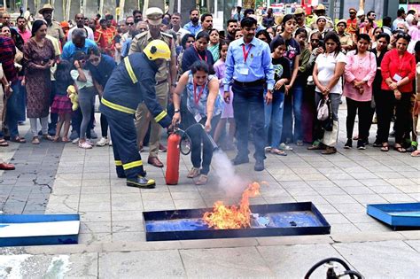 Firefighters During A Fire Mock Drill Organised By The Karnataka State