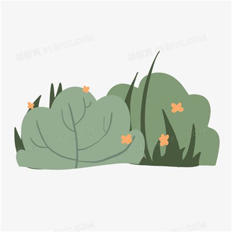 手绘绿色灌木植物卡通元素图片免费下载 Png素材 编号14ni85nmw 图精灵