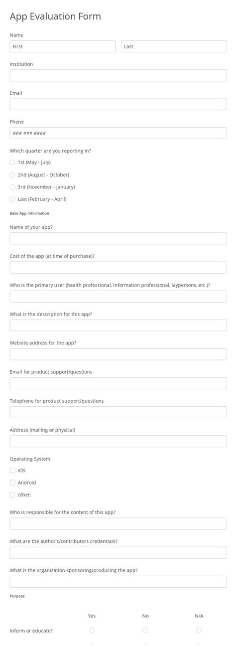 App Evaluation Form Template FormBuilder
