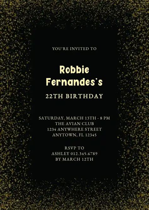 무료 성인 생일 초대장 템플릿 Invitanku