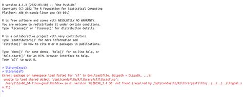 unable to load shared object opt conda lib r library sf libs sf so