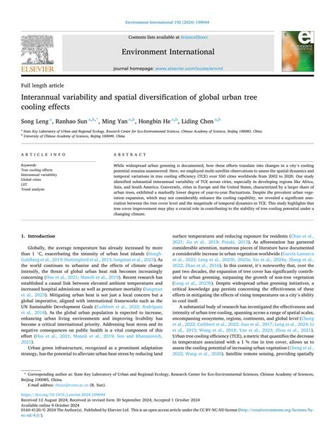 Pdf Interannual Variability And Spatial Diversification Of Global Urban Tree Cooling Effects