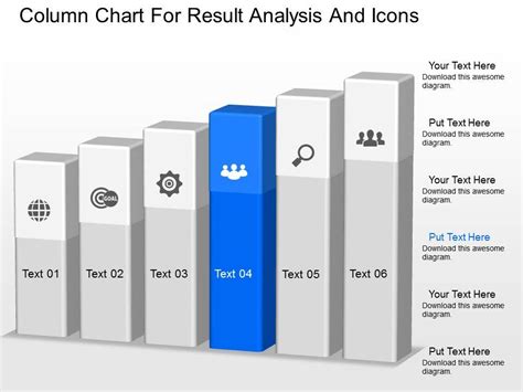 Mh Column Chart For Result Analysis And Icons Powerpoint Temptate