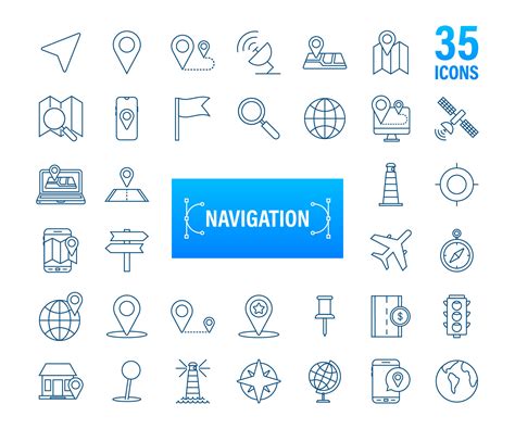 Navigation And Map Line Icons Set Vector Stock Illustration 29923320 Vector Art At Vecteezy