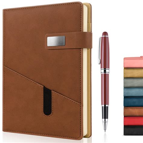 Diario De Piel Forrado A5 Con Bolígrafo Cuaderno De Tapa Dura