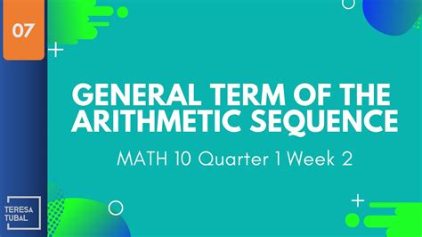 Arithmetic Sequence General Rule Grade10 Maamtubal7568 Youtube