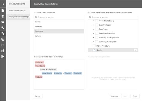 specify data source settings database reporting tools devexpress documentation
