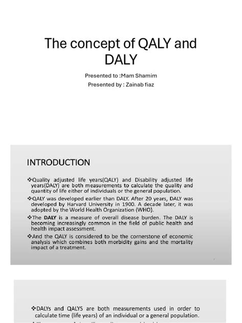 Concept Of Qaly And Daly Pdf