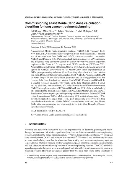 Pdf Commissioning A Fast Monte Carlo Dose Calculation Algorithm For