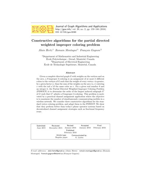Pdf Constructive Algorithms For The Partial Directed Weighted