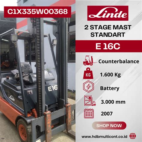 Jual Forklift Linde E16 Bekas Sn C1x335w00368 Siap Kirim
