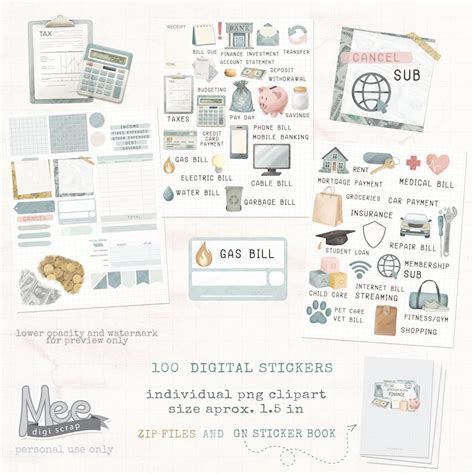 Budgeting Digital Planner Stickers Bill Reminders Png Etsy