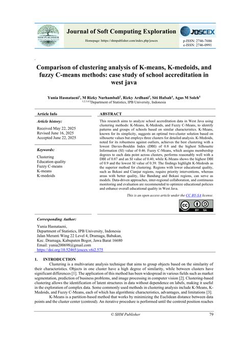 Pdf Comparison Of Clustering Analysis Of K Means K Medoids And Fuzzy C Means Methods Case