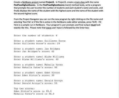 Solved Create A Netbeans Project Named Project3 In