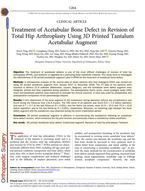 Pdf Treatment Of Acetabular Bone Defect In Revision Of Total Hip