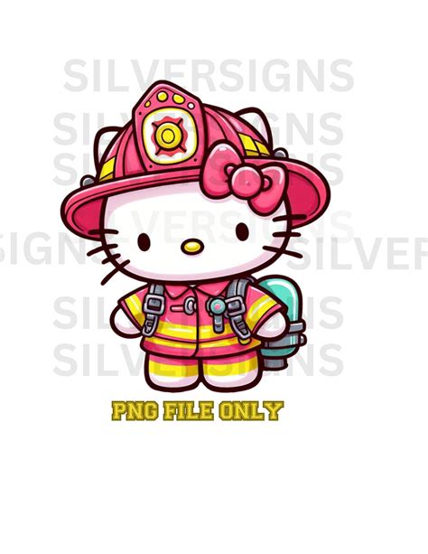 Firefighter Kitty Png File Only Etsy
