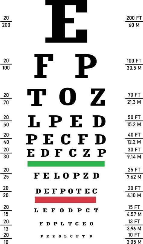 Printable Handheld Snellen Eye Chart Template