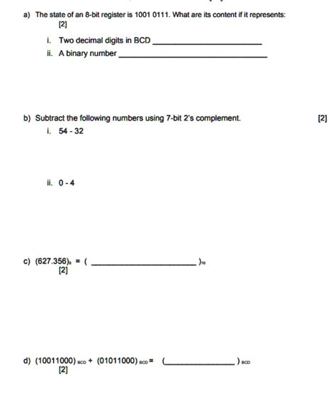 A The State Of An 8 Bit Register Is 1001 0111what Are Its Content If It