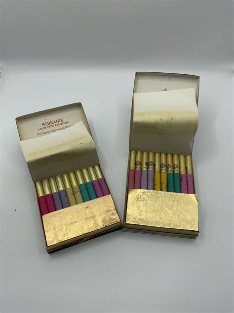 2 Lovely Sobraine Cocktail Cigarette Packets With Contents In Antique