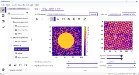 Displaying 4d Stem Data — 4d Explorer 066 Documentation