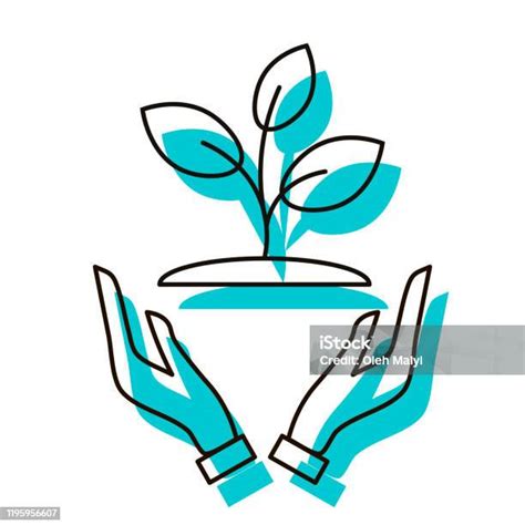 새싹과 손 생태 포스터 대기 오염의 문제 디자인 요소입니다 벡터 그림입니다 흰색 배경에 그림자가 있는 아이콘입니다 벡터에 대한 스톡 벡터 아트 및 기타 이미지 Istock