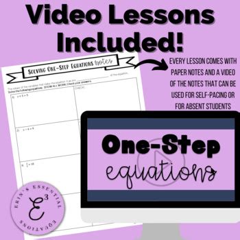 High Babe One Step Equations Notes And Practice By Erin S Essential Equations