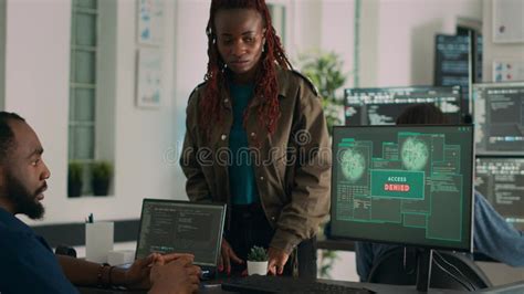 african american engineers programming code encountering system error stock video video of