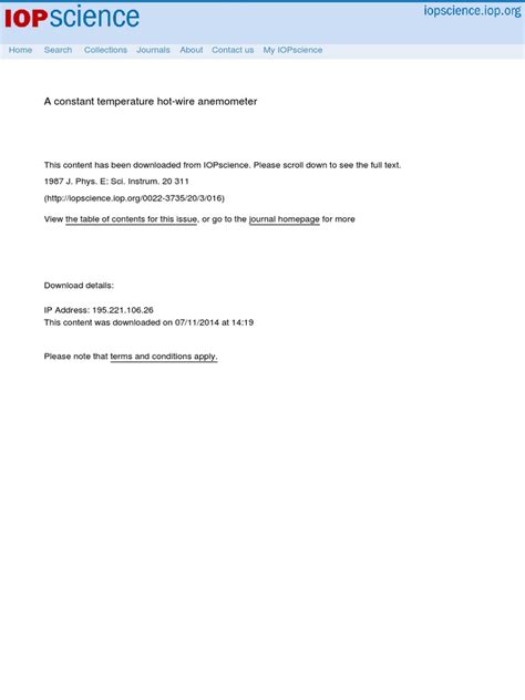 A Constant Temperature Hot Wire Anemometery Pdf Amplifier Feedback