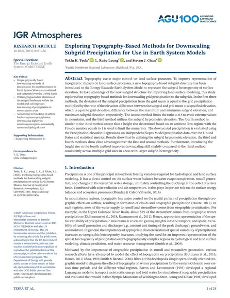 Exploring Topography‐based Methods For Downscaling Subgrid