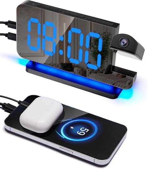 Amazon Com Projection Alarm Clock 6 5 Digital Mirror Projection Alarm Clock 180 Projection