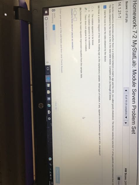 Solved Homework MyStatLab Module Seven Problem Set Chegg Com