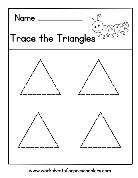 Tracing Triangle Shapes Worksheet For Preschool