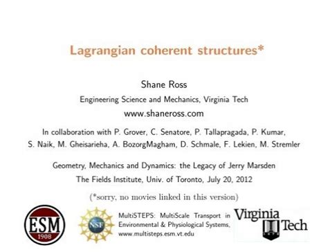 Lagrangian Coherent Structures Fields Institute